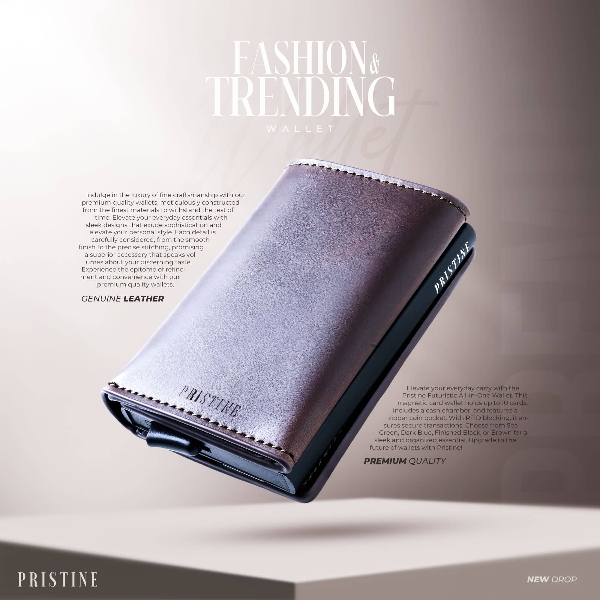 Pristine Futuristic all in One Genuine Leather wallet Coffee Brown ...